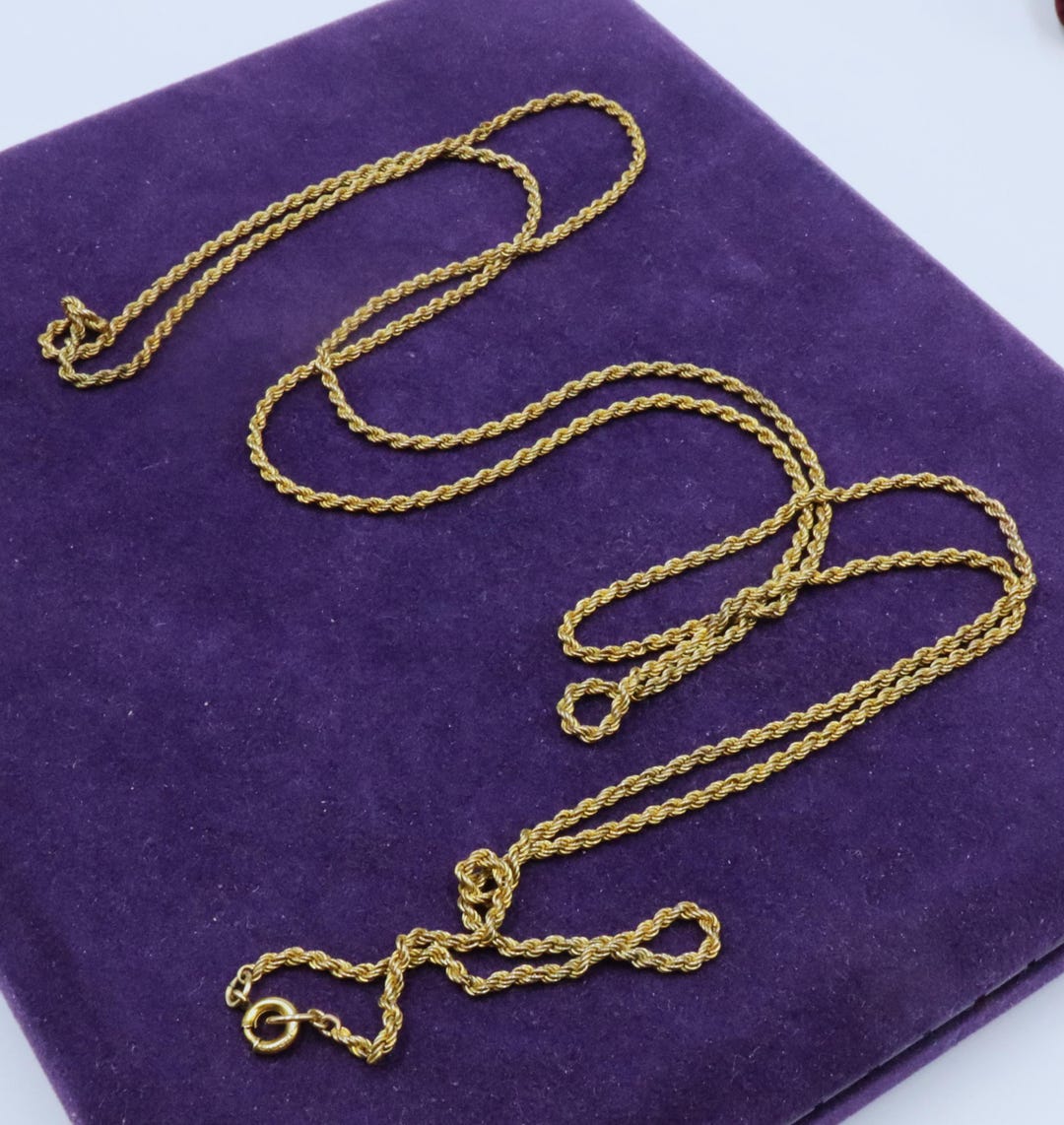 Vintage Marked 12k Gold Filled Long 2 Mm Gold Filled Robe Chain 42” L ...