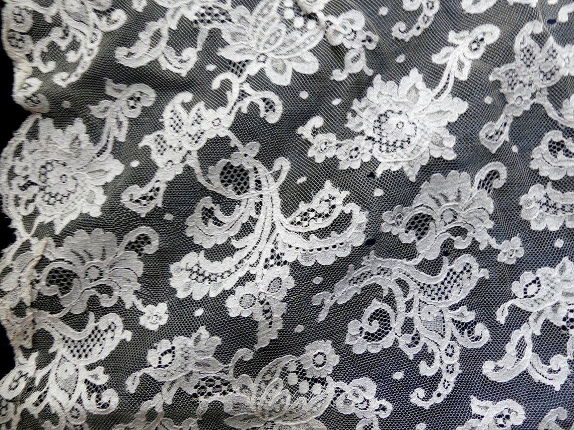 Vintage Cotton French Alencon Lace Large Fragment Color Beige - Etsy