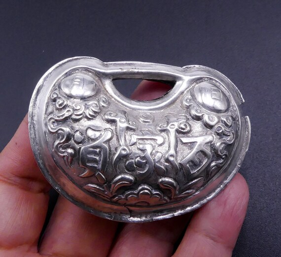 Antique 1900's silver longevity lock - Gem