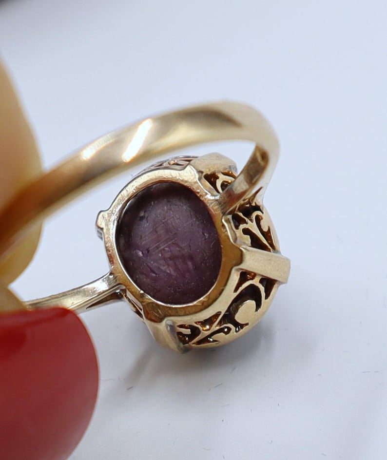Antique 1900's Marked 14k & Rare Dome Purple Ruby Star Ring Size 7.5 - Etsy