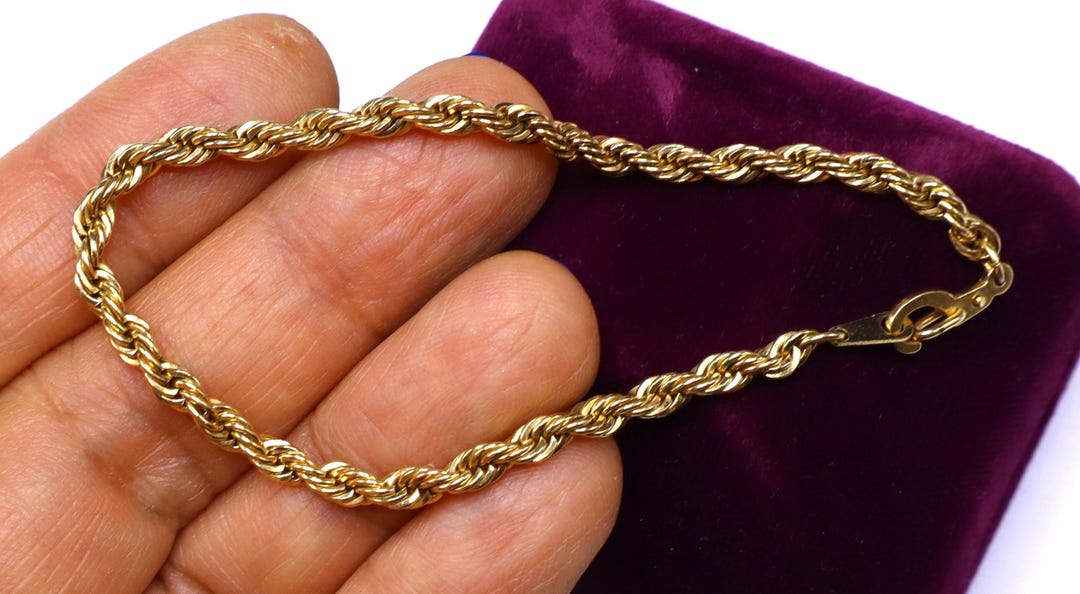 Vintage Marked 14k GS Rope Chain Bracelet - Etsy