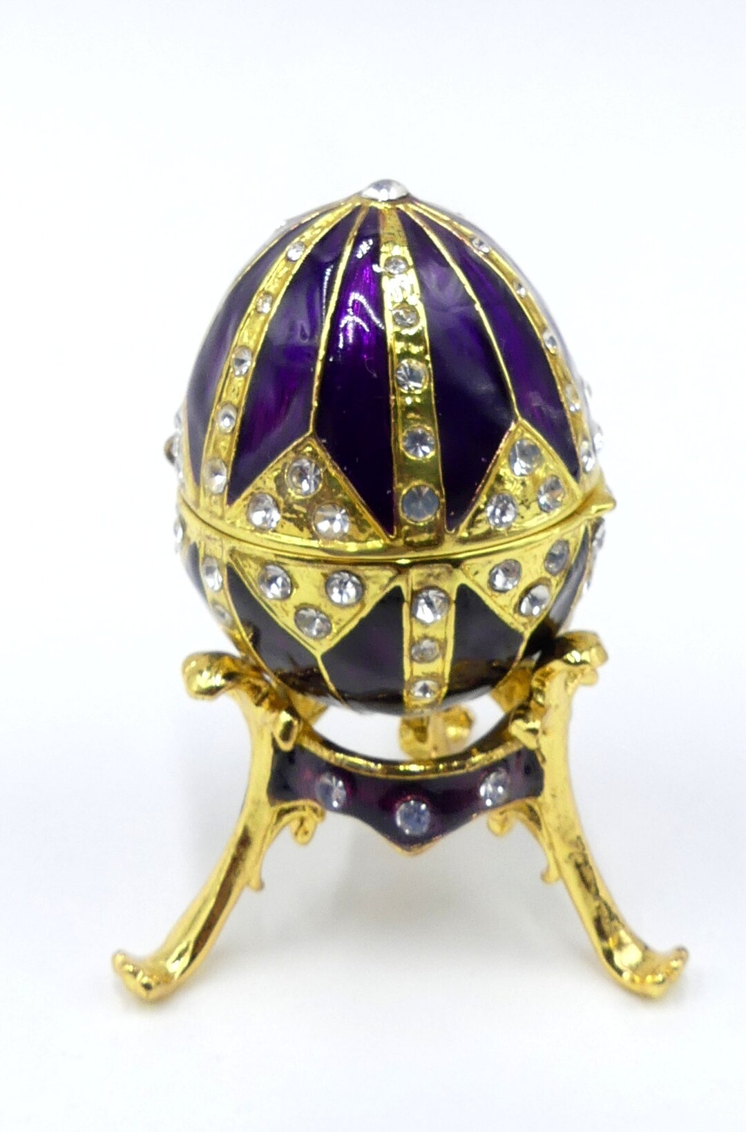 Vintage Russian Jewelry Box Faberge Egg Trinket Box Color Dark Purple ...