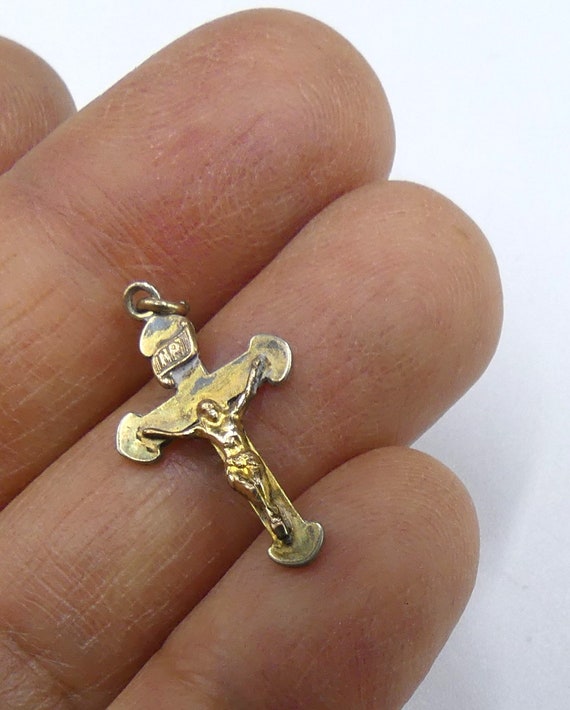 Antique marked 12k gold filled HFR cross pendant - Gem