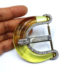 Antique Vintage Large Art Deco Silver Tone Brass Bakelite & Clear ...