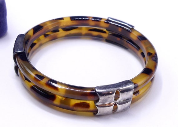 Antique double faux tortoise shell w sterling silver … - Gem