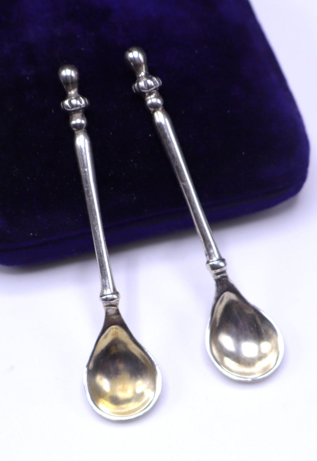 Antique Authentic Pair British Sterling Silver Salt Small Spoons - Etsy