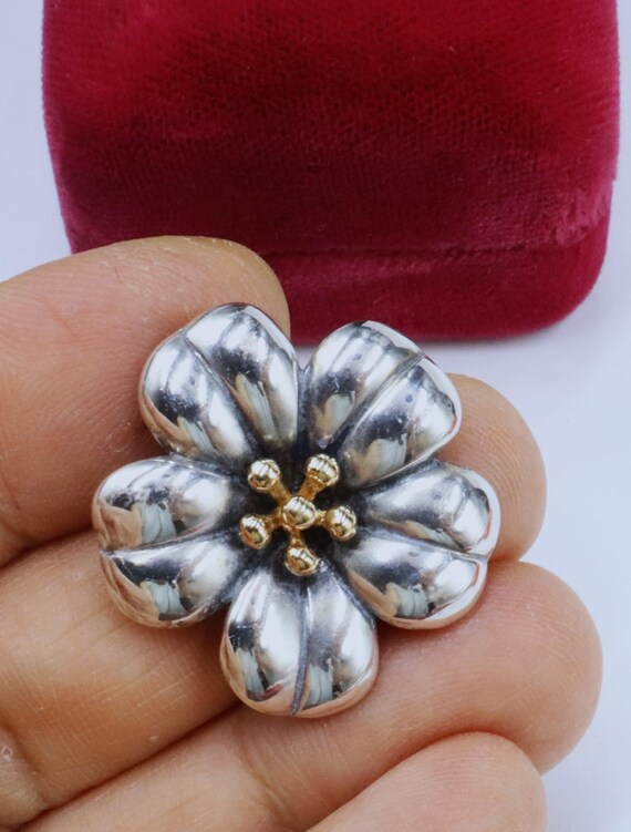 Vintage Retired Marked James Avery Sterling Silver 18k April Flower Brooch Pendant Etsy