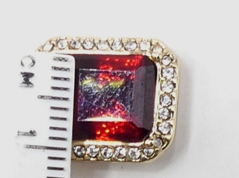 Vintage Signed RLL Gold Tone & Red Rhinestone Hoop Earrings | Etsy