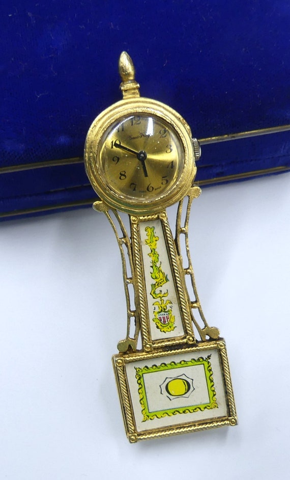 Vintage signed Louis Frey Swiss gold tone grandfather… - Gem