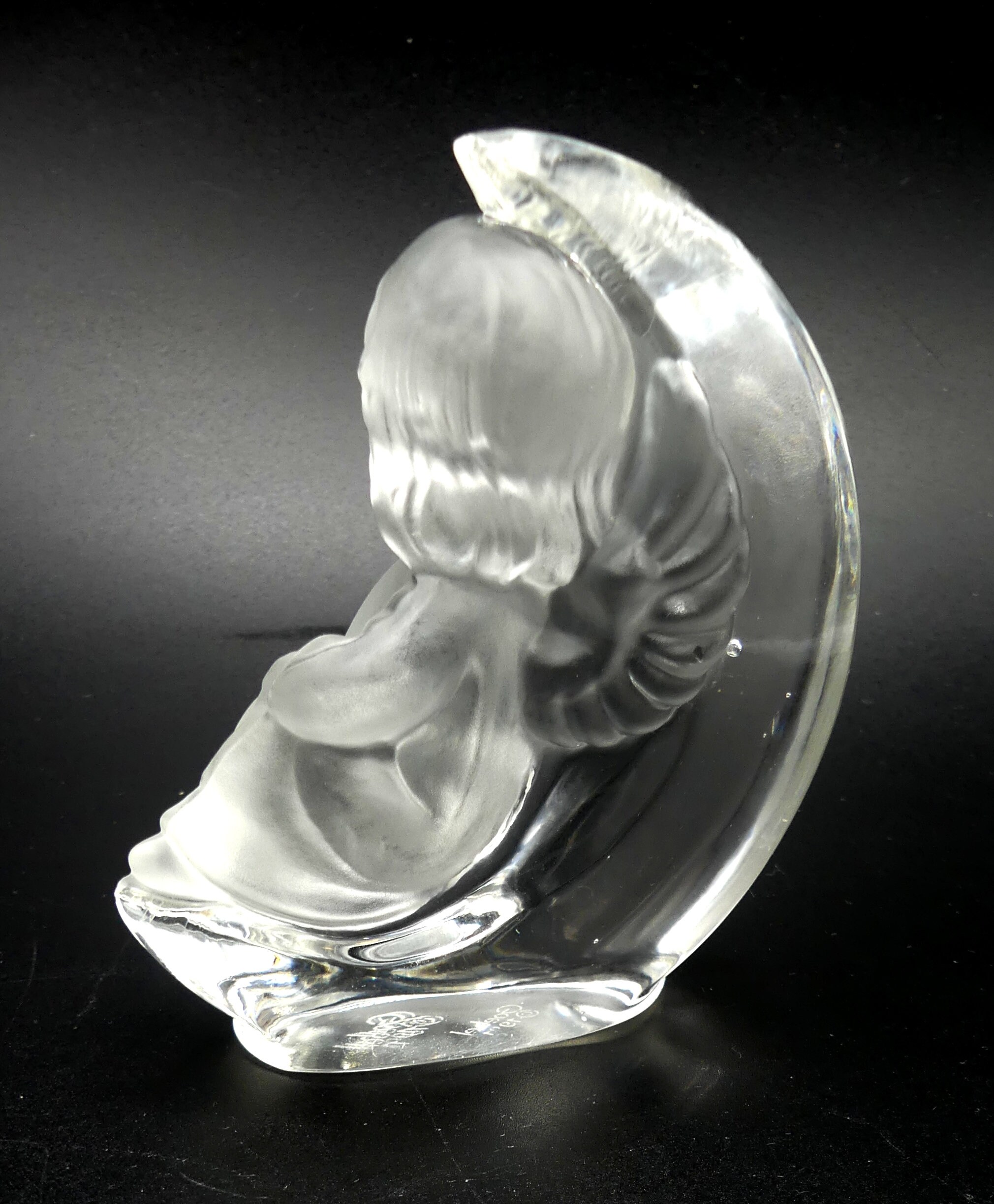 Vintage Goebel Crystal Frosted Glass Angel Moon Figurine | Etsy