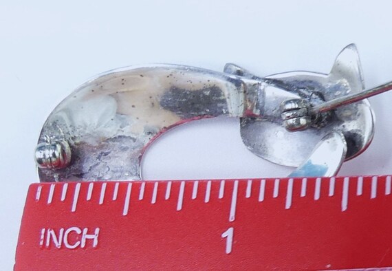 Vintage marked ORB sterling silver cat pin brooch - Gem