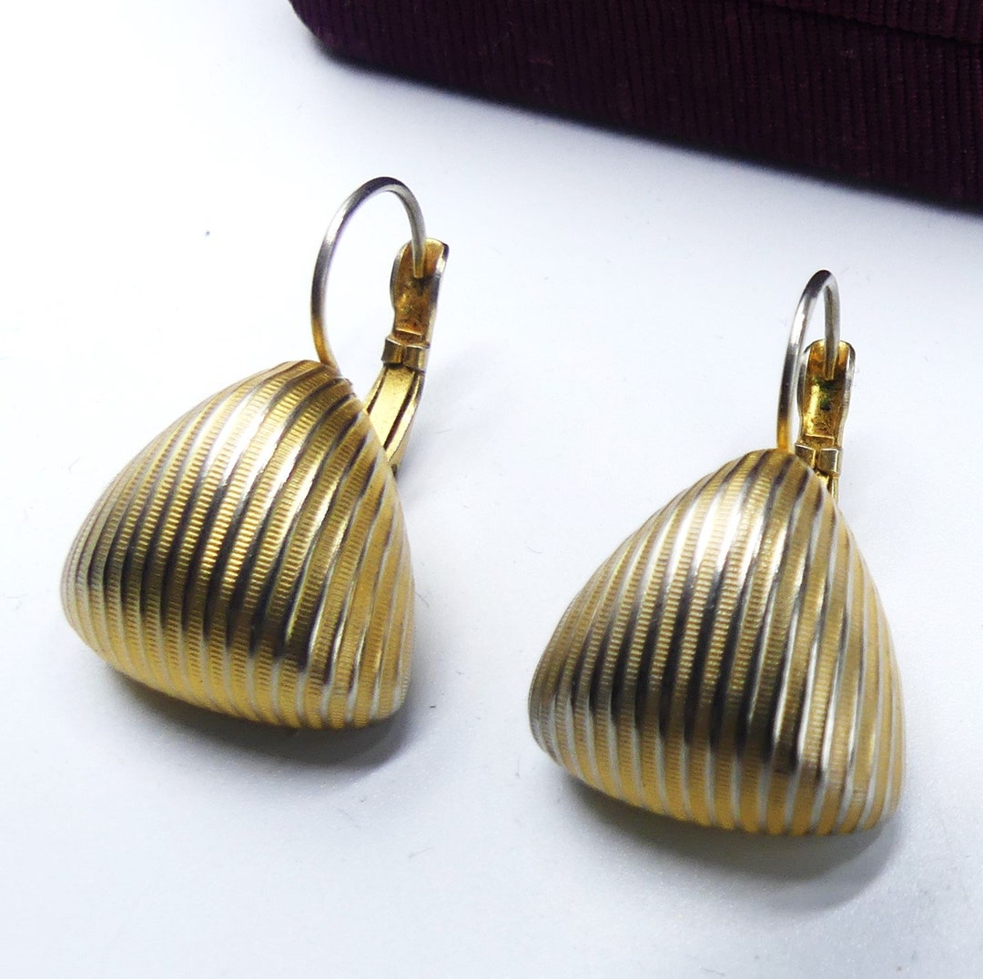 Vintage Marked Jolie Gold Tone Triangle Lever Back Earrings - Etsy
