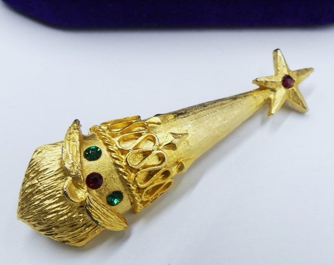 Vintage Signed Mylu Santa Star Gold Tone Rhinestone Pin Brooch - Etsy