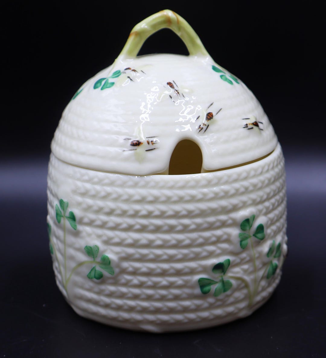 Vintage 30's Belleek Shamrock Honey Bee Pot Jar - Etsy