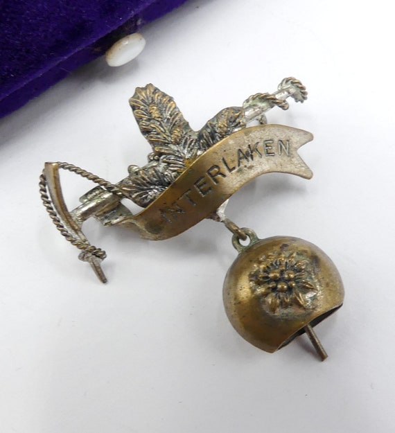 Antique Interlaken Brass Bell Pin Brooch | Etsy