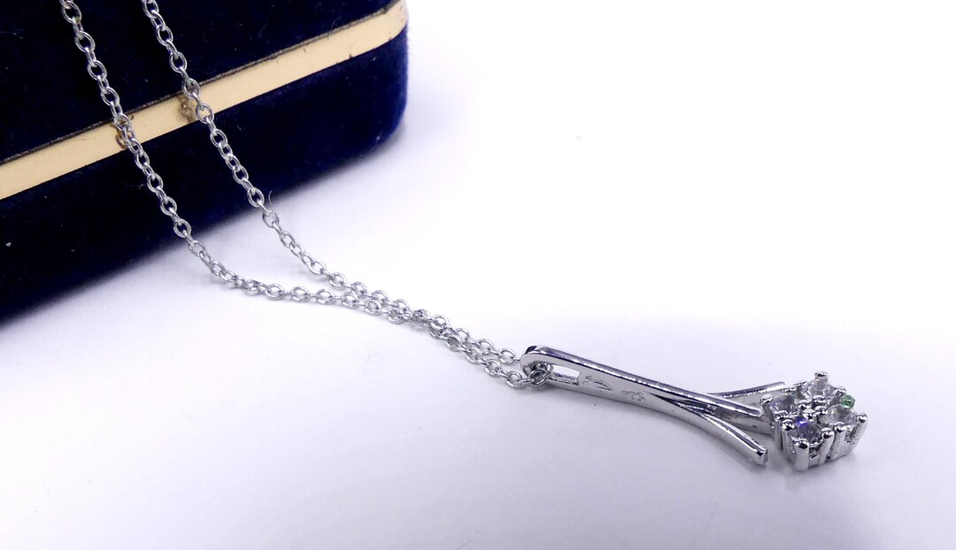 Vintage Marked 835 Sterling Silver & Rhinestone Pendant Necklace - Etsy