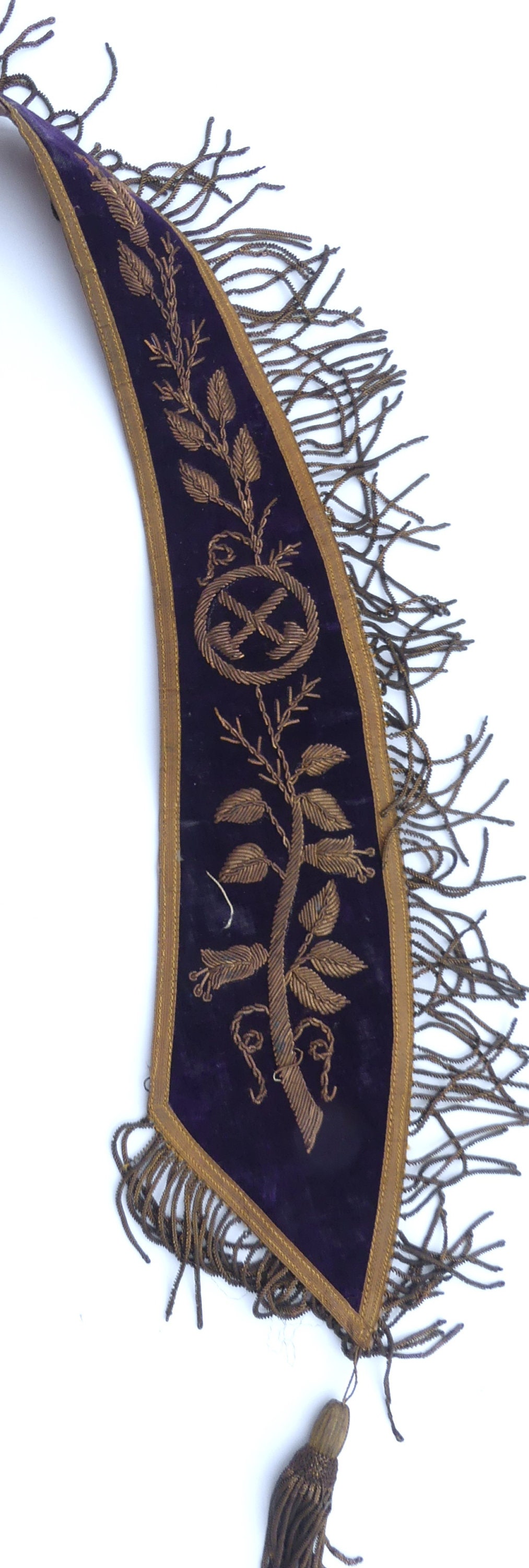 Antique Odd Fellows Ceremonial Sash Collar With Gold Tone Metallic ...