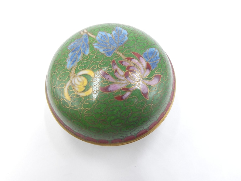 Vintage Chinese Small Enamel Cloisonné Round Box - Etsy