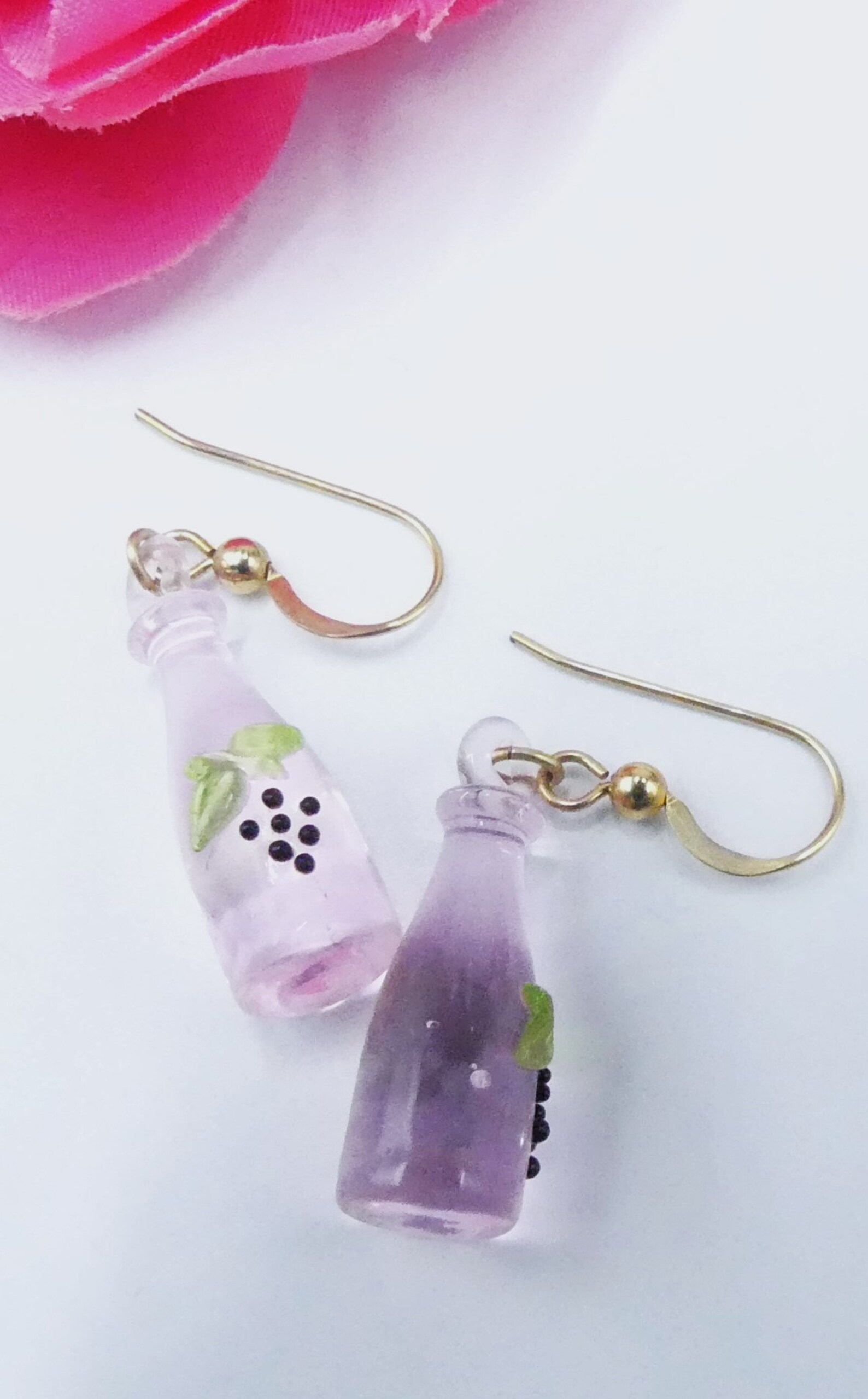 Vintage 14k Gold Filled & Glass Bottle Hoop Earrings - Etsy