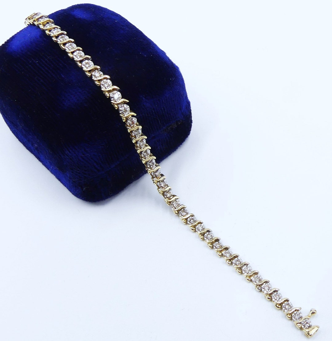 Vintage Marked 14k Gold & Diamonds Chip Tennis Bracelet - Etsy