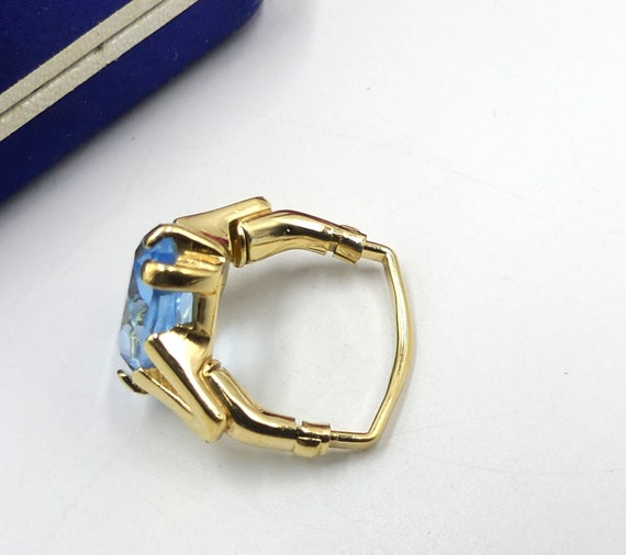 Unique gold tone adjustable & blue rhinestone ring Si… - Gem