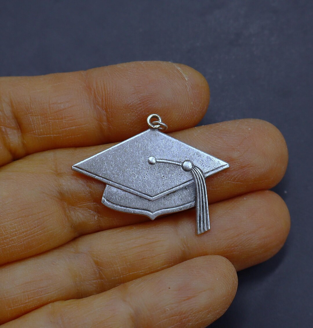 Vintage Sterling Silver Graduation Cap Pendant Charm - Etsy