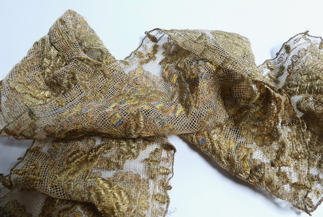 Antique 19th C Felt Lace & Metallic Wide Lace Trim 44” X 5” - Etsy