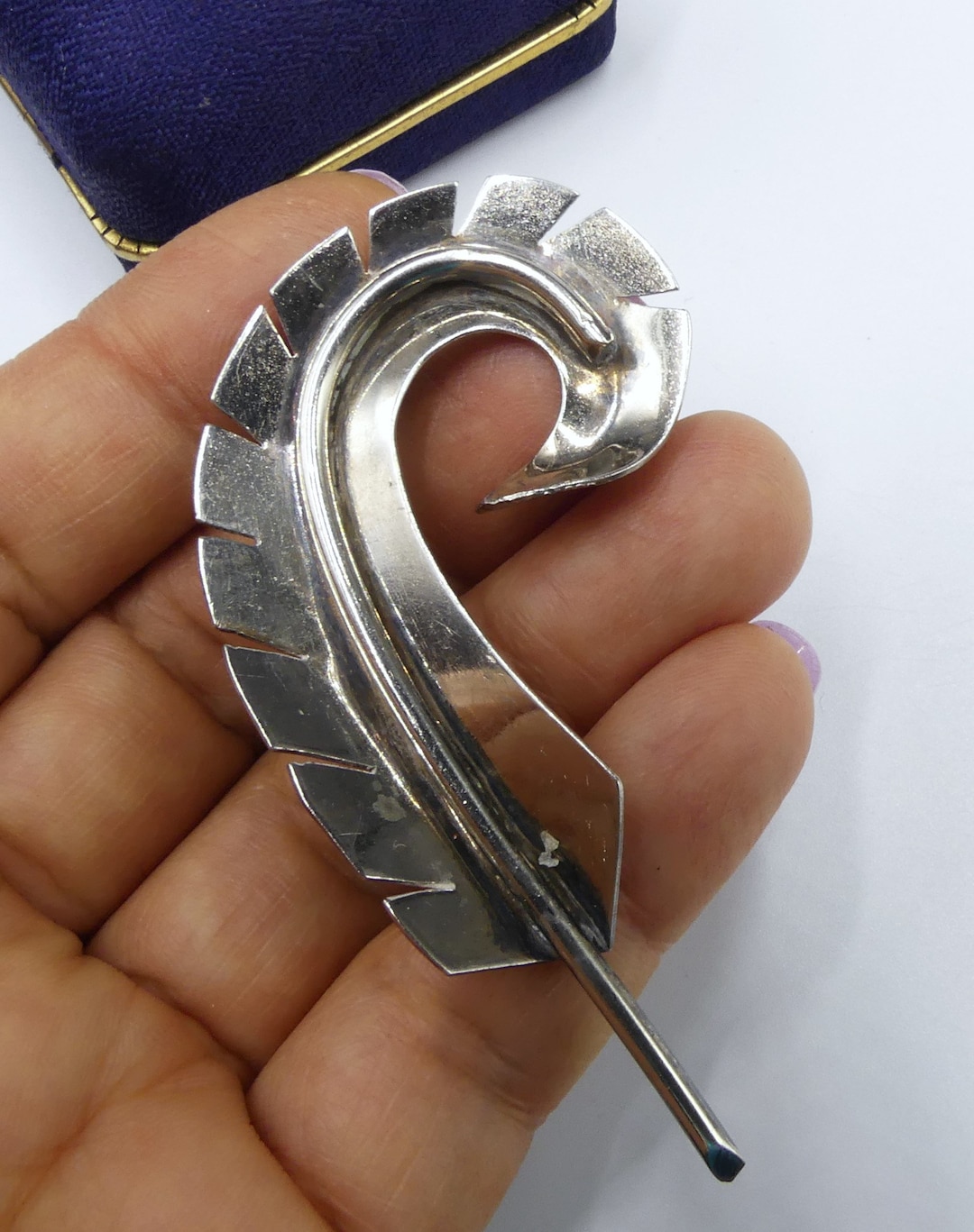 Vintage Marked Sterling Feather Shape Pin Brooch - Etsy