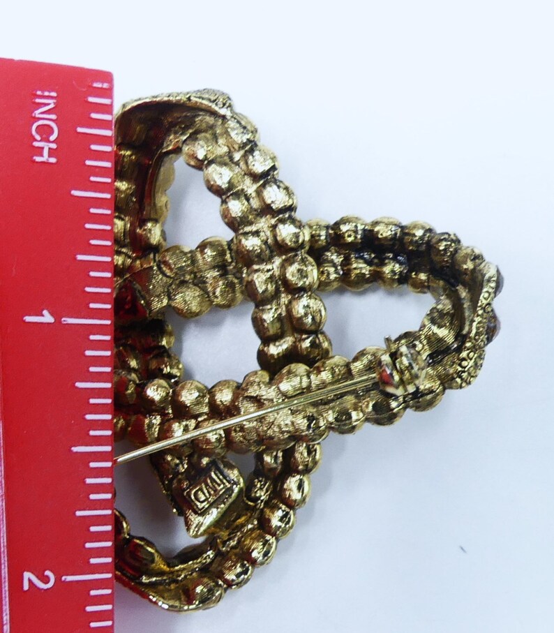 Vintage Signed WD Brass Tone & Brown Rhinestone Knot Pin Brooch - Etsy