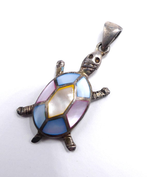 Vintage tortoise pendant sterling - Gem