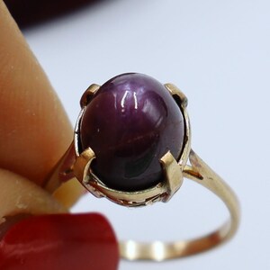 Antique 1900's Marked 14k & Rare Dome Purple Ruby Star Ring Size 7.5 - Etsy