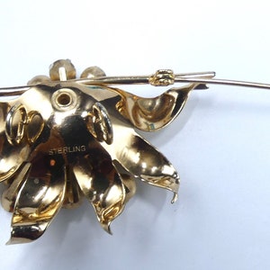 Vintage Marked Leo Glass Gold Over Sterling Silver Clear Rhinestone Fan ...