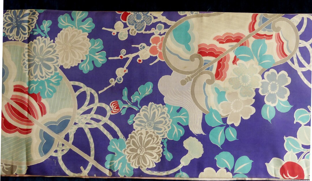 Antique Japanese Flower Kimono Obi Belt - Etsy