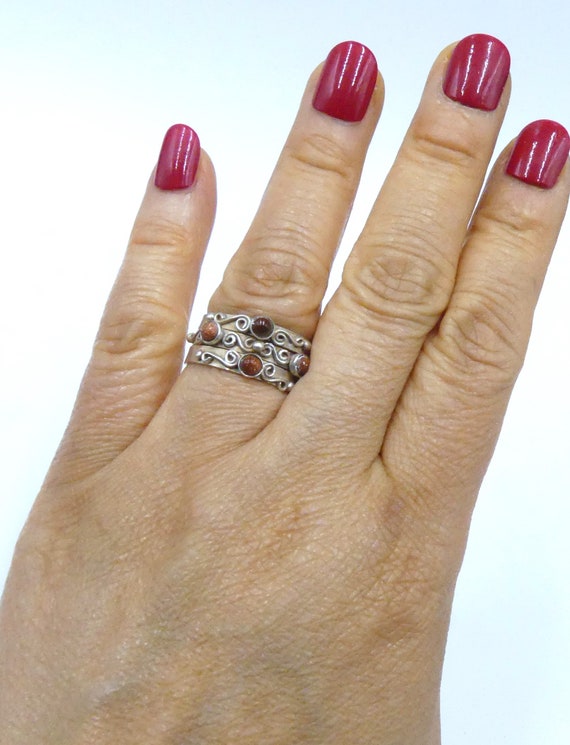 Vintage 10 mm marked 900 ? silver & gold stone caboch… - Gem