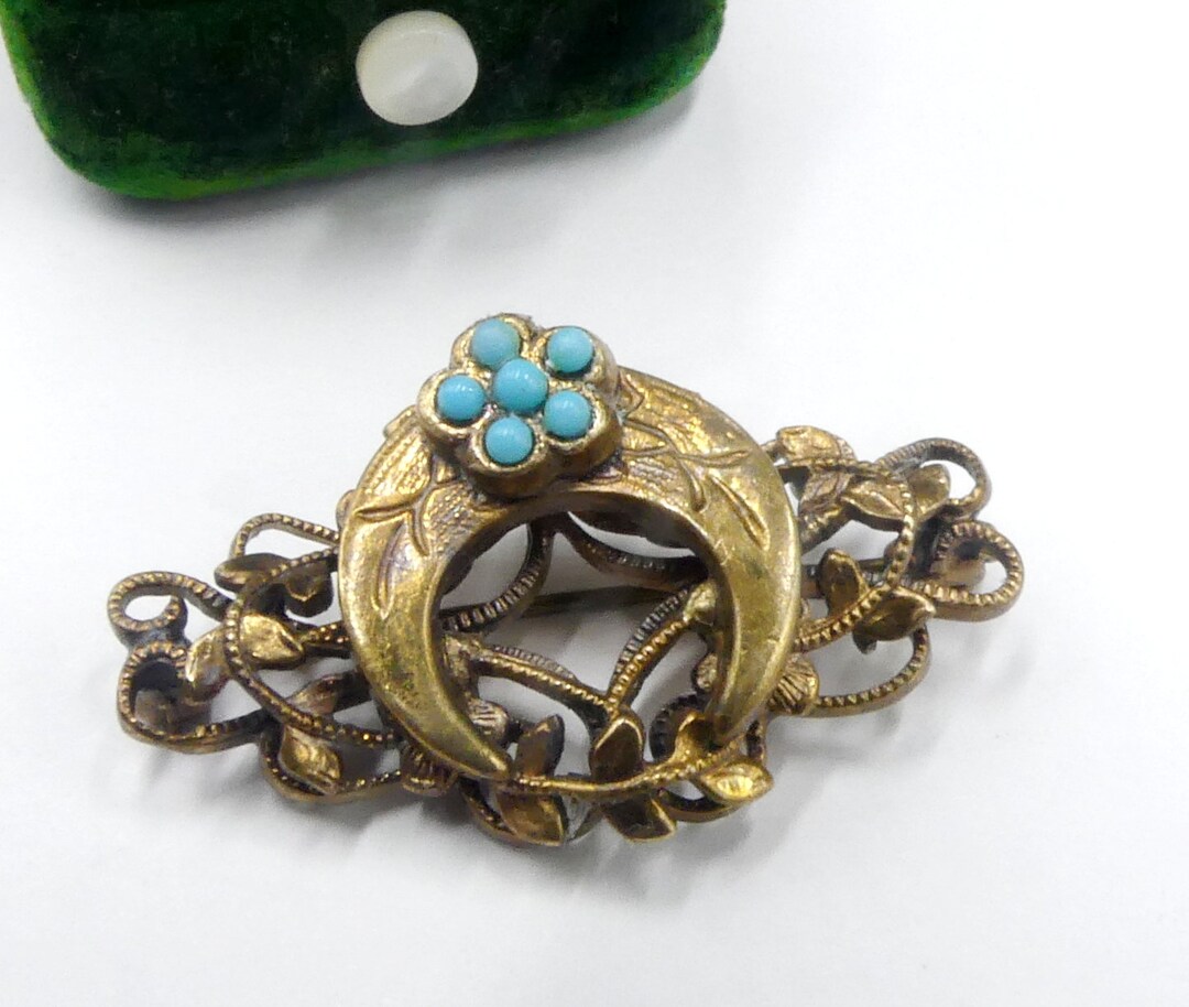 Antique Victorian Gold Filled & Faux Turquoise Pin Brooch - Etsy