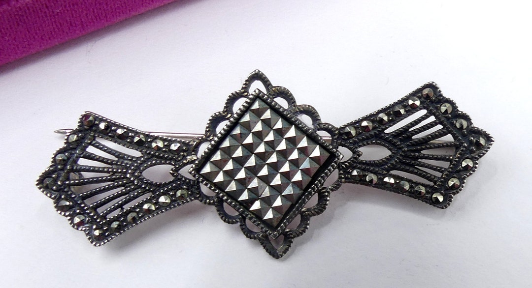 Vintage Marked HAN 925 Sterling Silver Marcasite Brooch - Etsy
