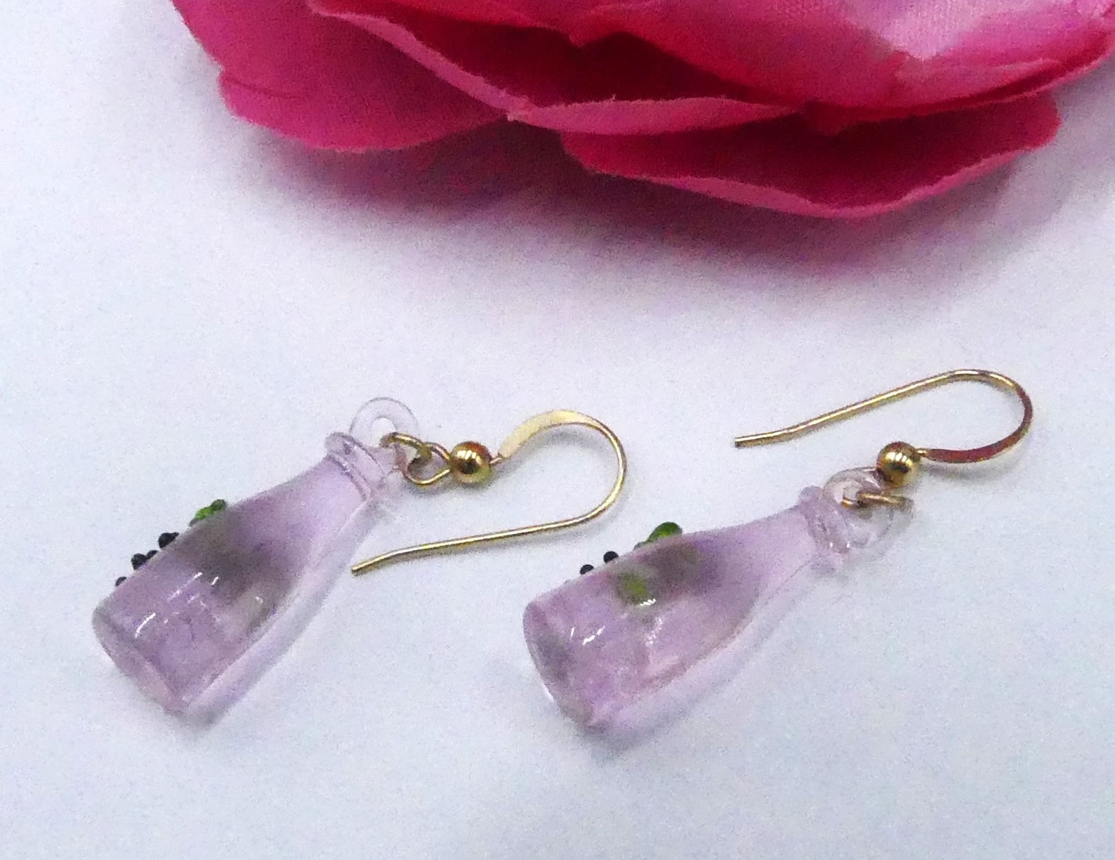 Vintage 14k Gold Filled & Glass Bottle Hoop Earrings - Etsy