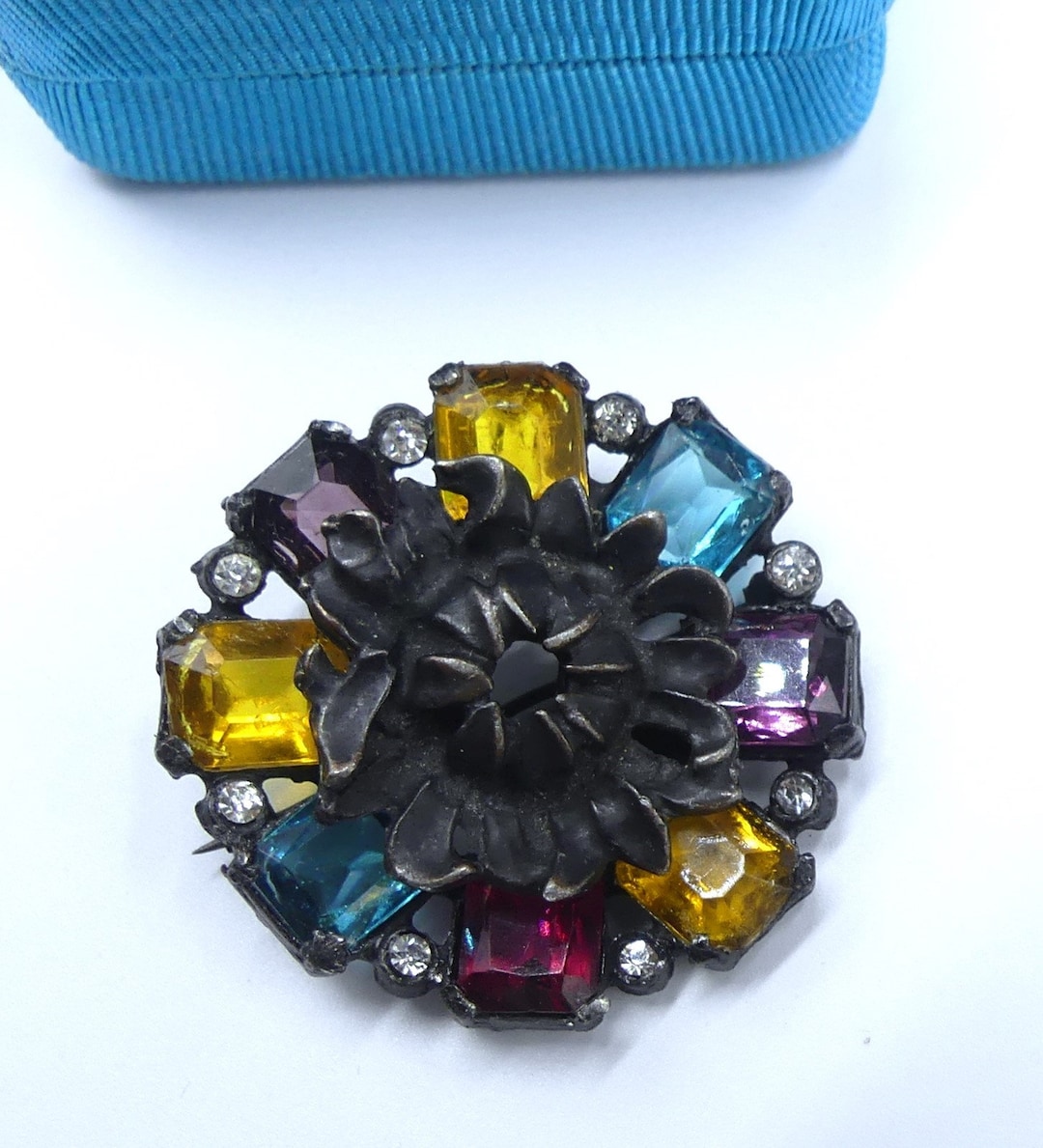 Vintage Signed H. Pomerantz Inc NY Dark Metal Tone & Multi Color Lucite ...