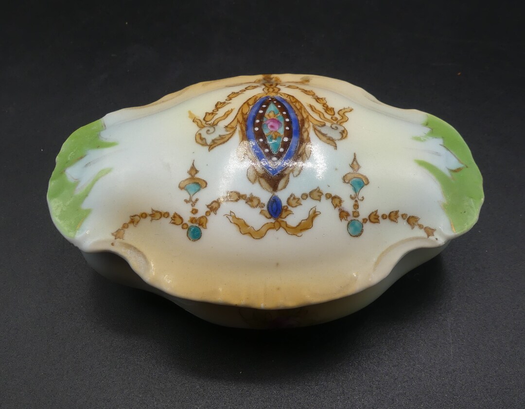 Antique Hand Painted Small Porcelain Box - Etsy