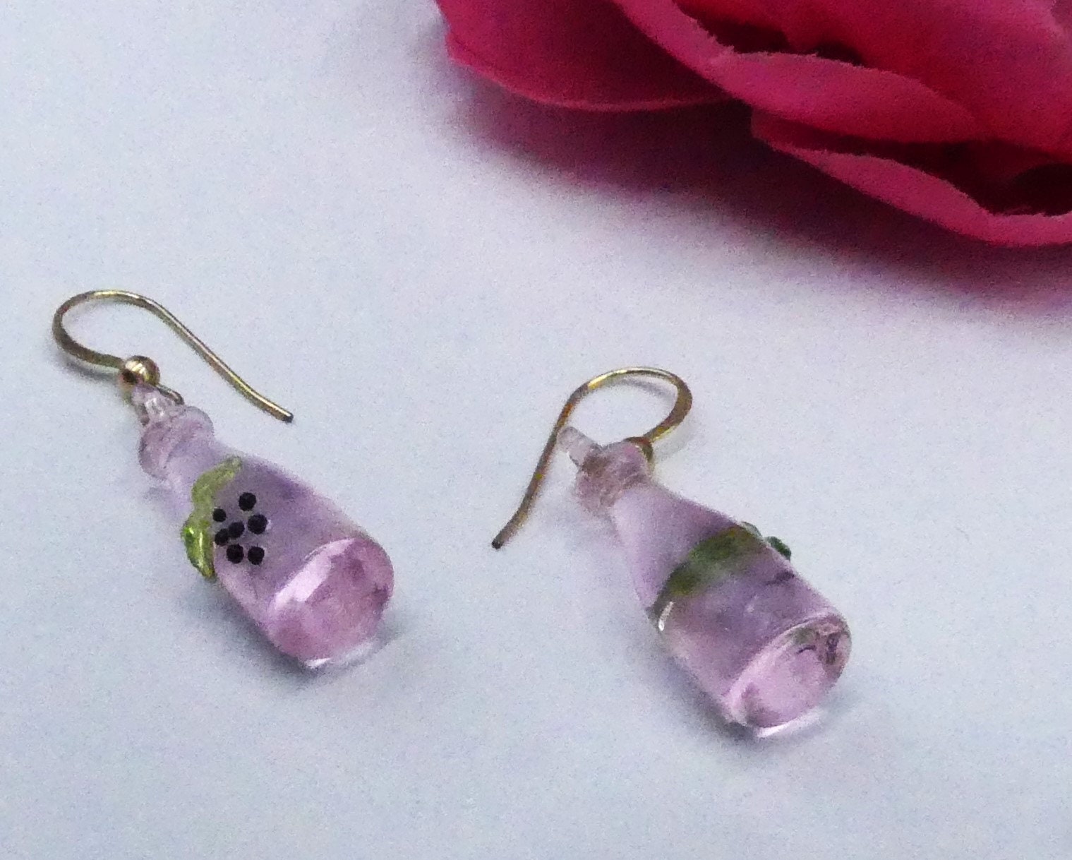 Vintage 14k Gold Filled & Glass Bottle Hoop Earrings - Etsy