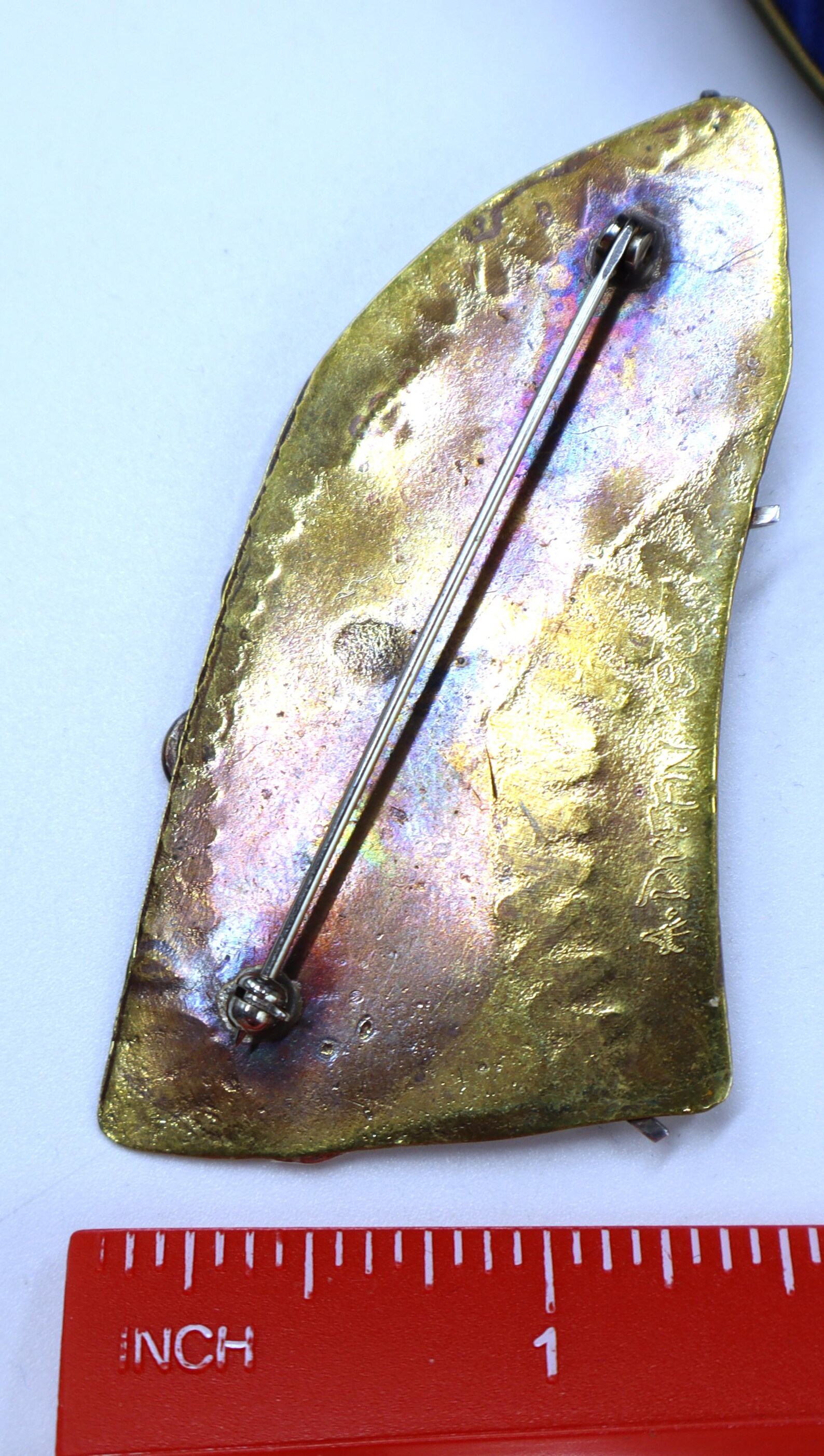 Vintage Signed Angela Duffin Sterling Silver Brass & Amethyst Yellow ...