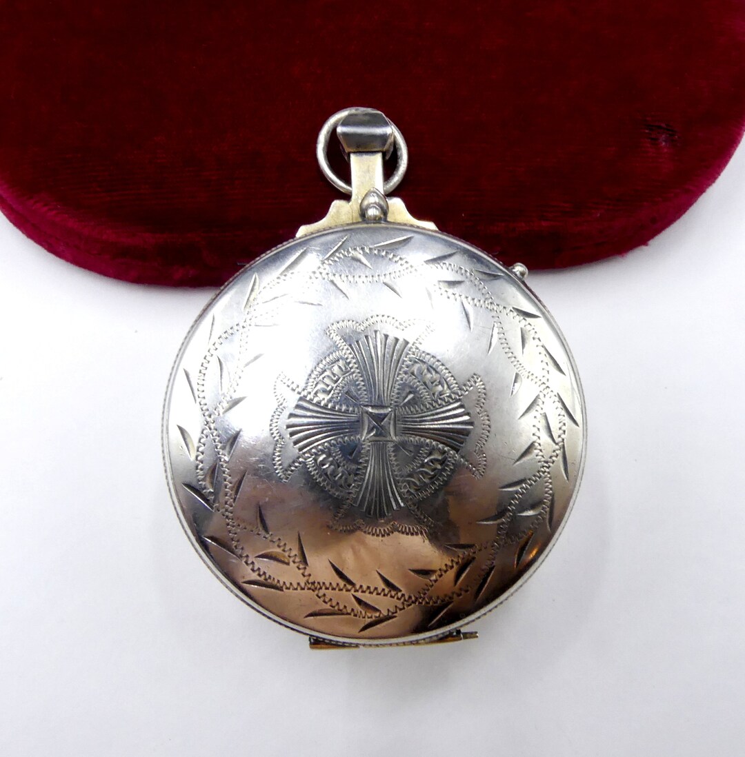 Antique Marked Sterling Silver Pyx Box Case Holy Host Cross Pocket ...