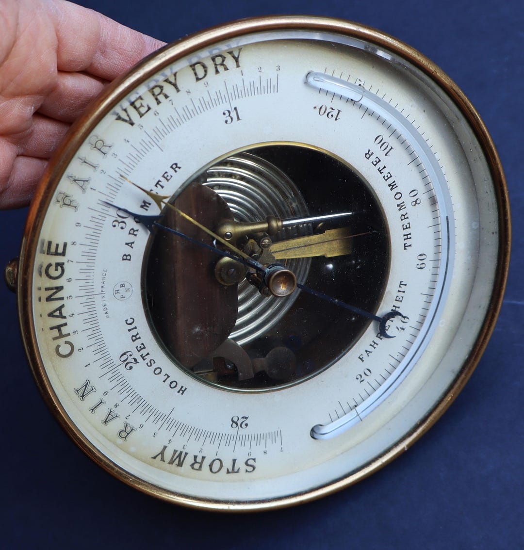Antique Brass Ships Barometer France 6"1/2 - Etsy
