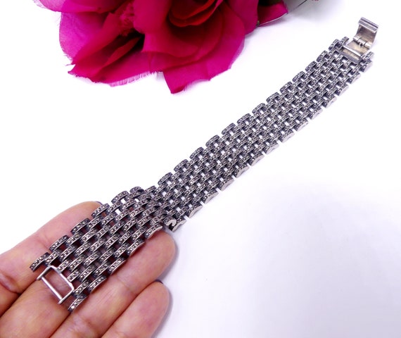 Vintage heavy marked 925 sterling silver woven bracel… - Gem