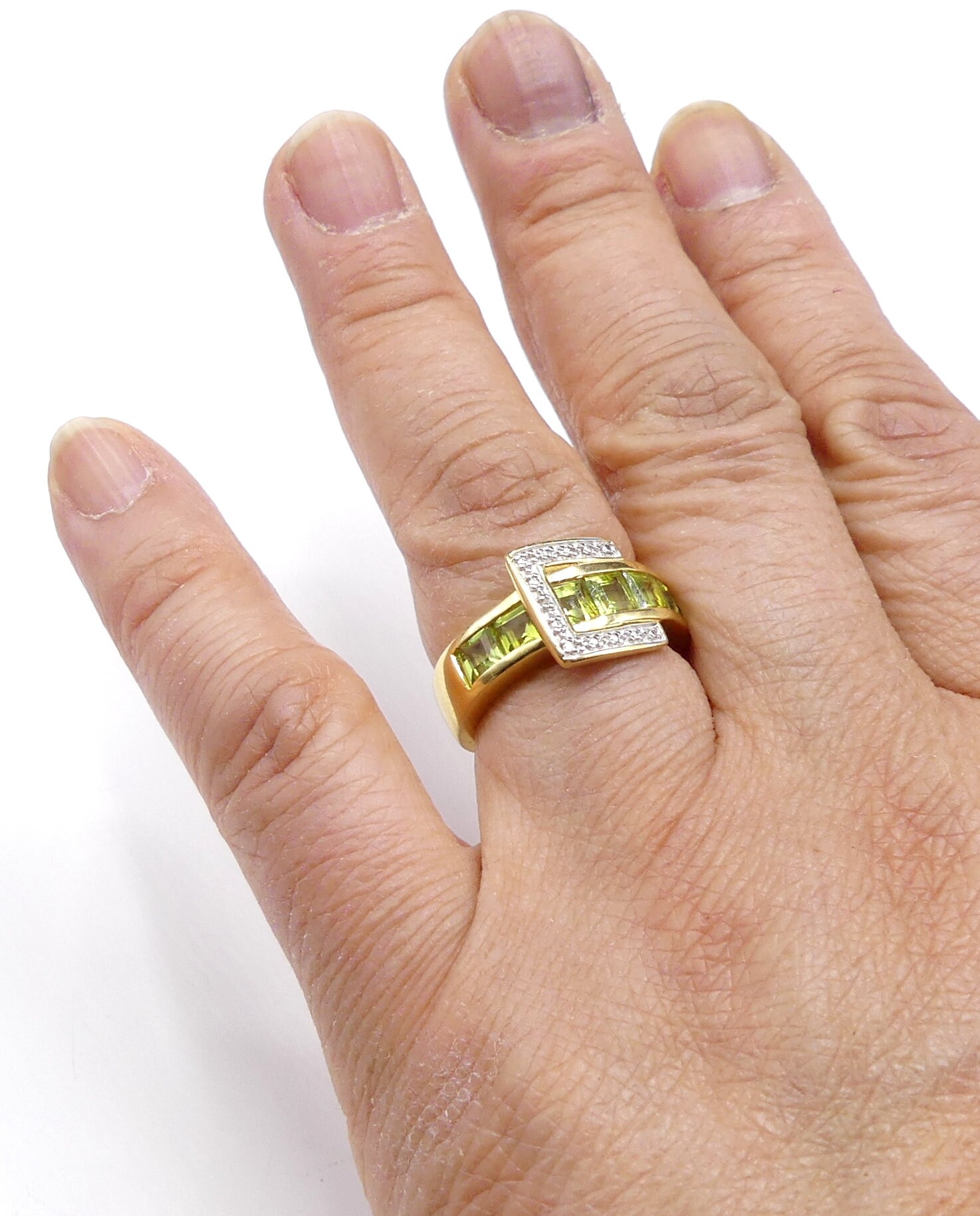 Brand New Marked DBJ 925 Gold Plated Sterling Silver & Periodot Ring ...