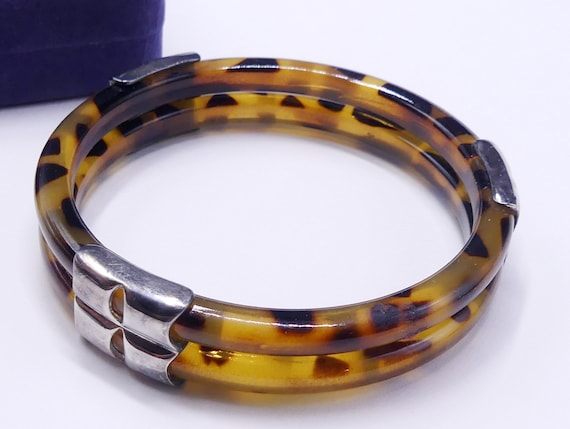 Antique double faux tortoise shell w sterling silver … - Gem