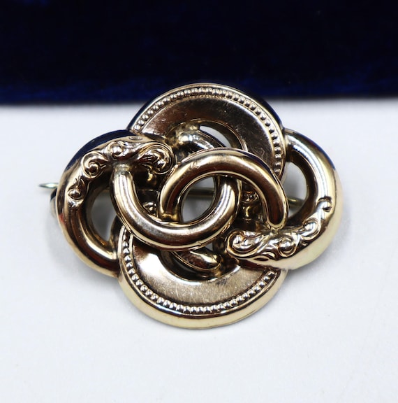 Antique Victorian 835 silver14k gold top etched knot … - Gem