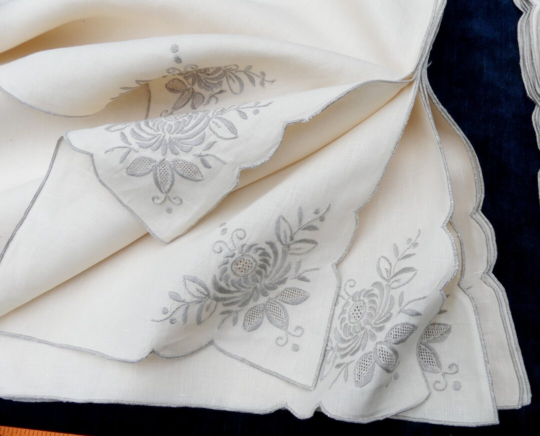 Brand New Vintage 8 Pieces Hand Embroidery Linen and Intricate Cutwork ...