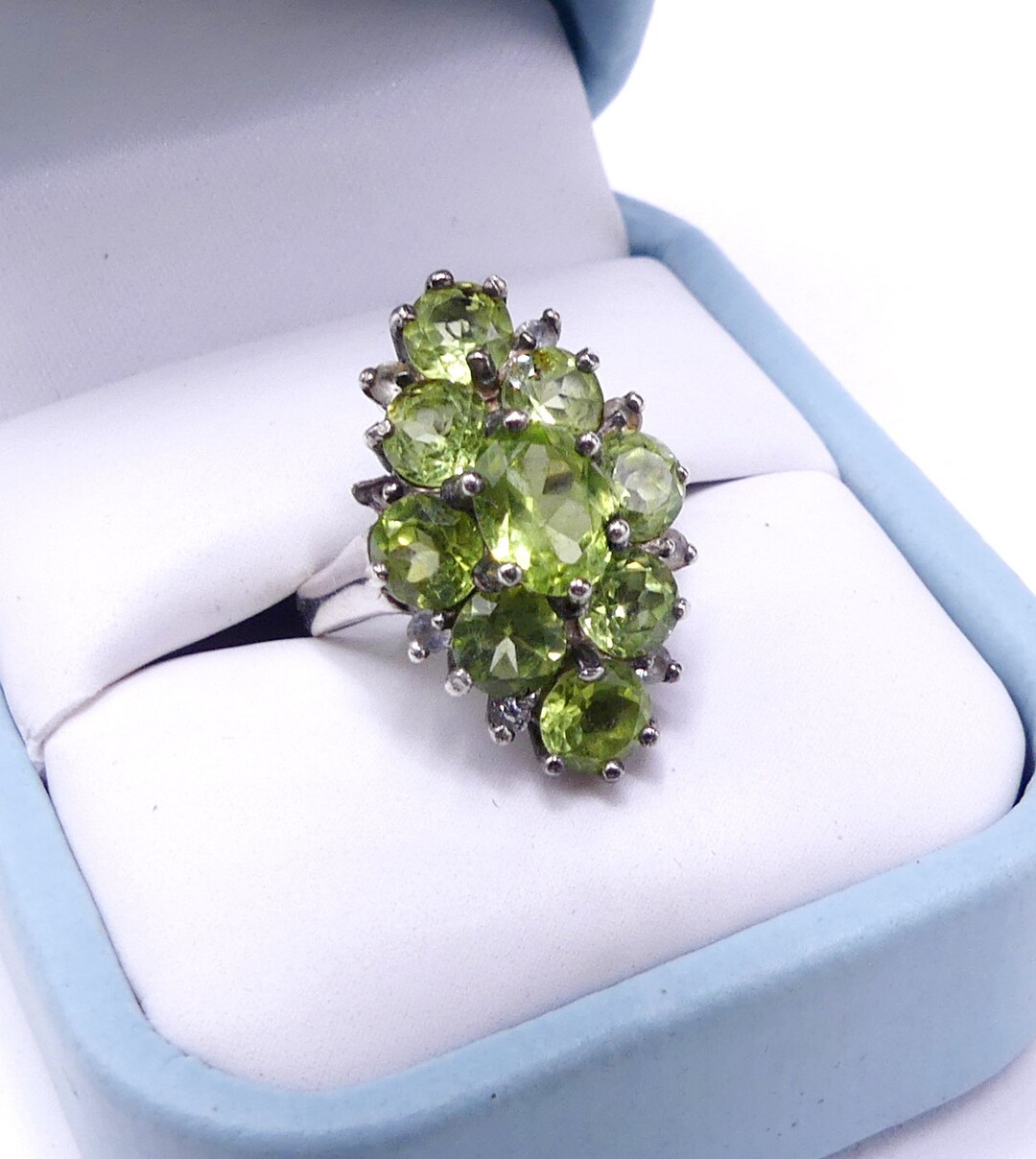 Vintage Marked CA 925 Sterling Silver Peridot Gemstone Ring Size 7 - Etsy