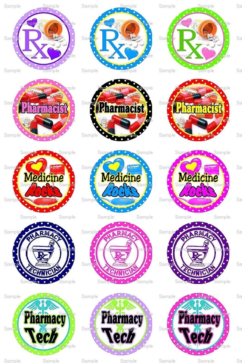 Pharmacy Tech Bottle Cap Images 4x6 Bottlecap Collage - Etsy